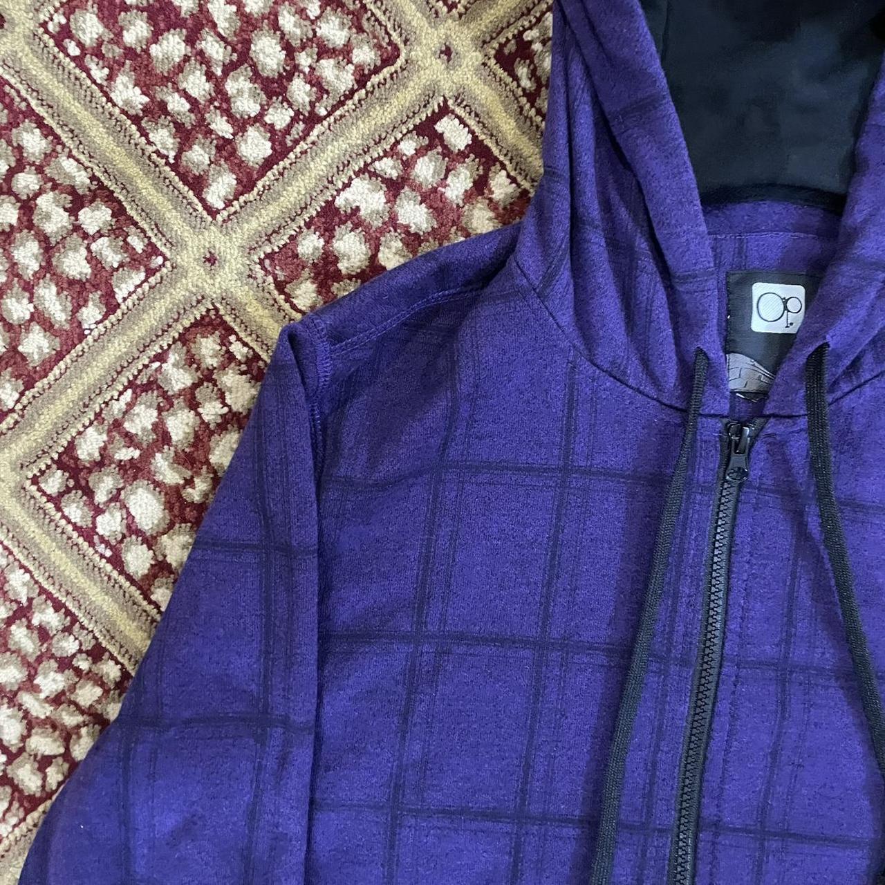 Vintage purple plaid zip-up hoodie. Ocean Pacific... | Depop