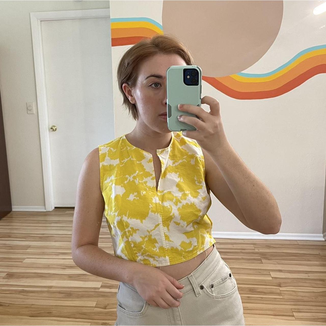 Handmade yellow cow print top Thick cotton yellow... - Depop