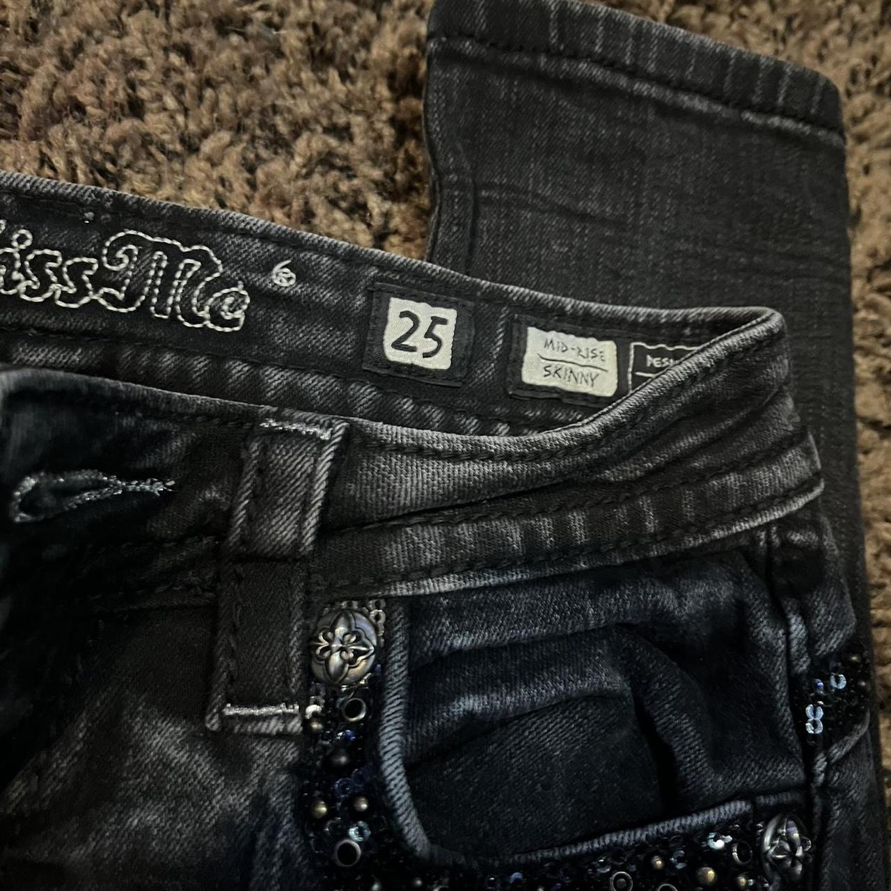 miss me black low rise skinny jeans bedazzled... | Depop