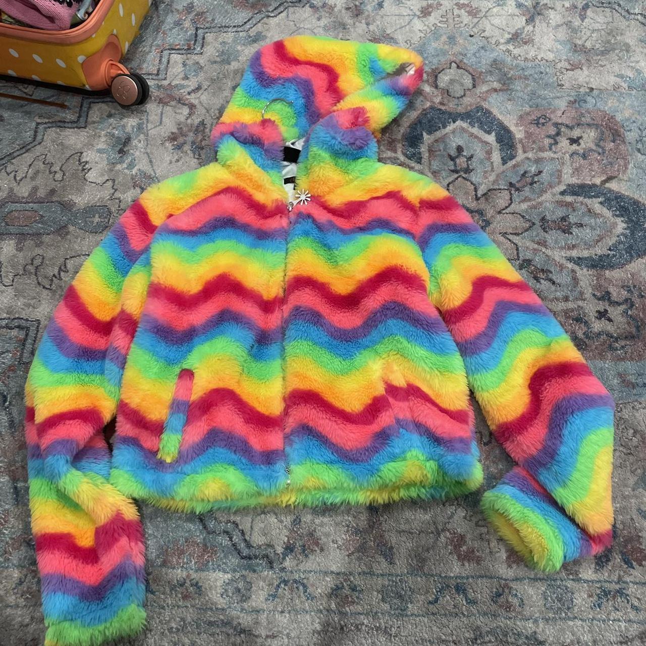 Cute little Dollskill rainbow furry jacket - Depop