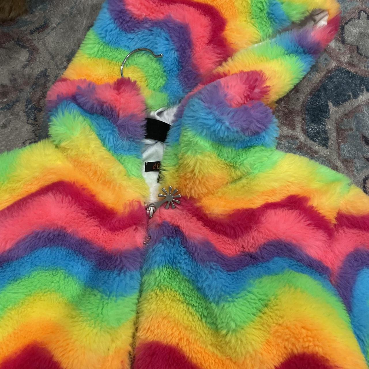 Cute little Dollskill rainbow furry jacket - Depop