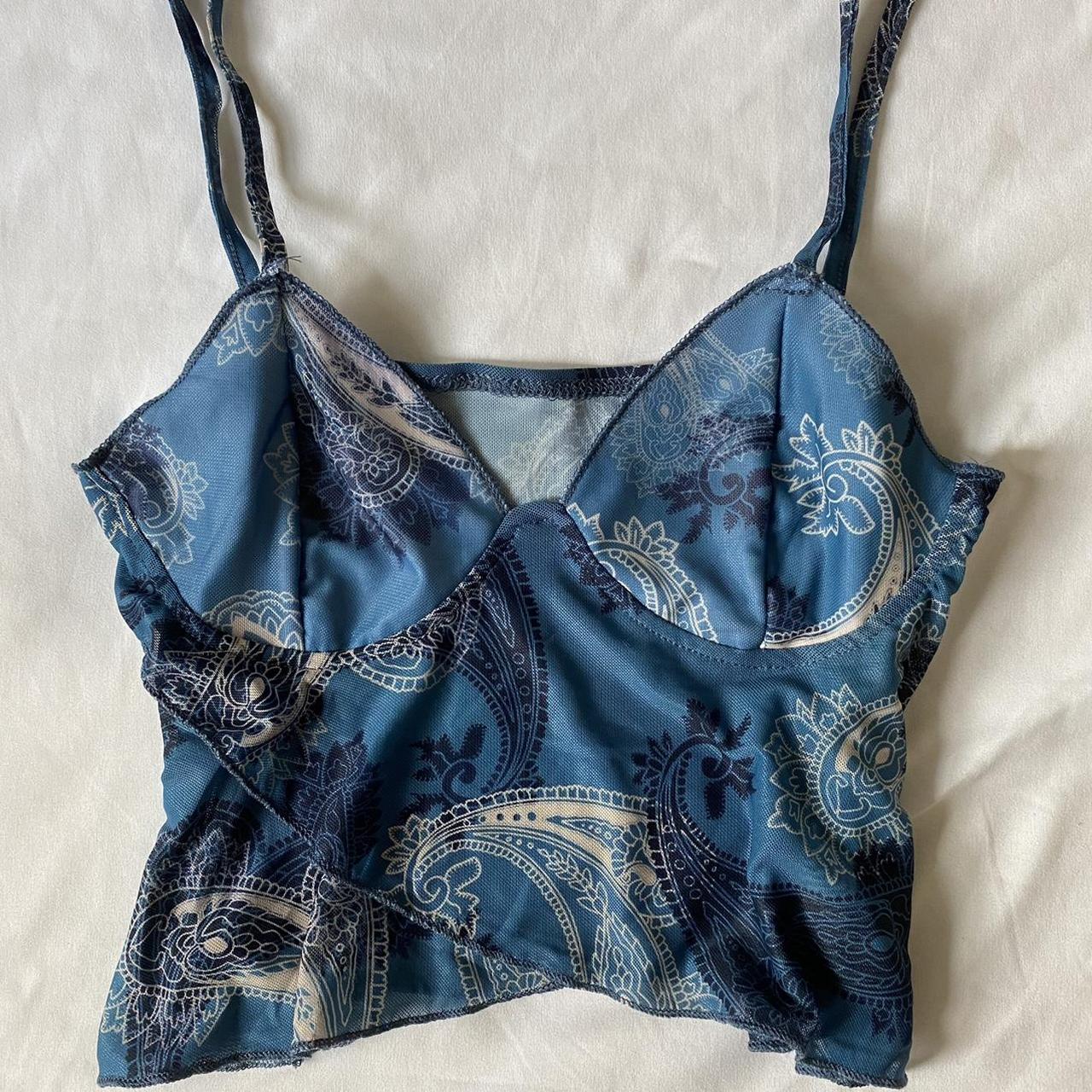 yesstyle floral print mesh crop top sheer brand new... - Depop