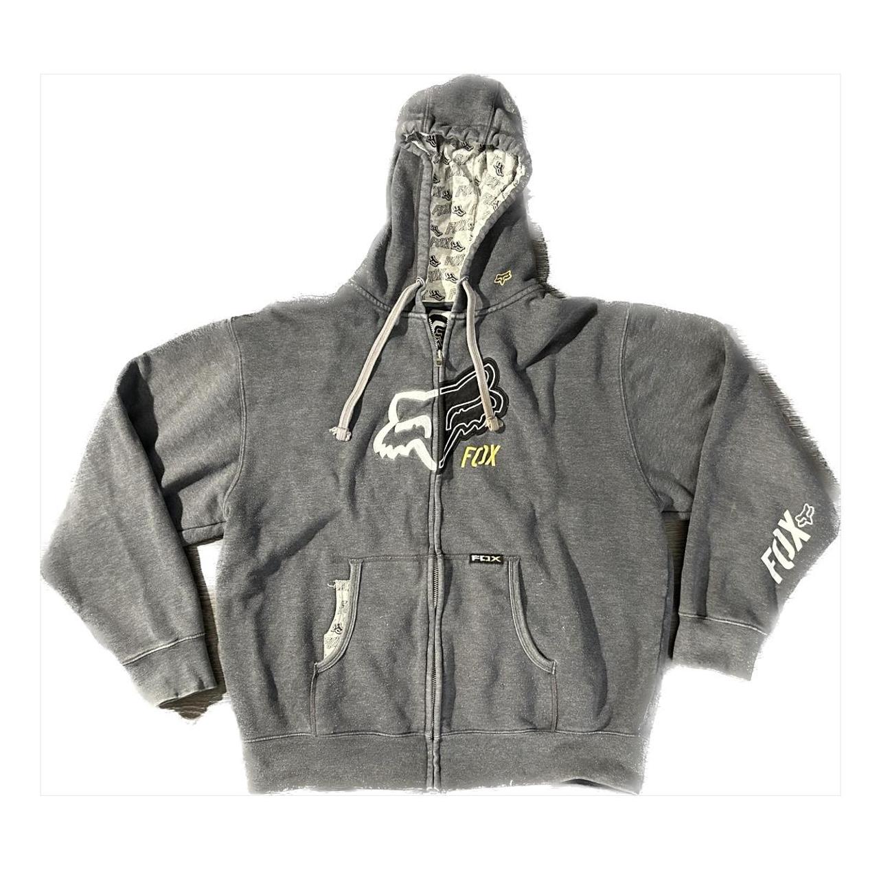 FOX ZIP UP HOODIE SIZE LARGE FOX TAG #FOXRACING - Depop