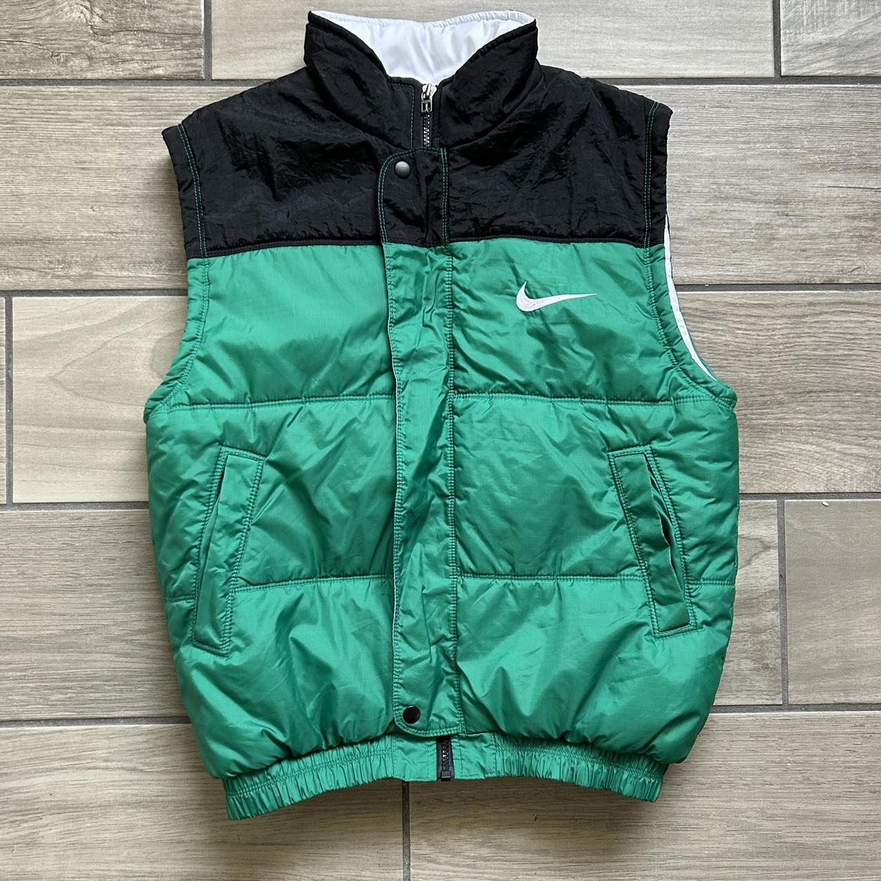 vintage two tone nike puffer vest essential nike... - Depop