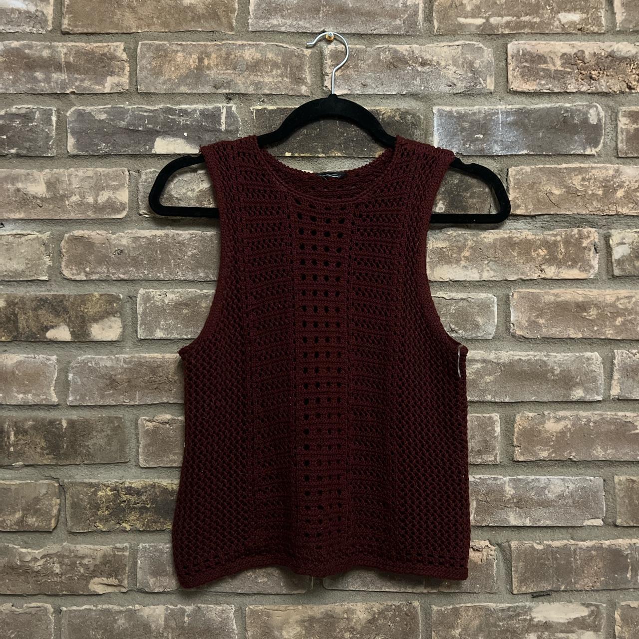 Maroon crochet sweater vest! No tag :( - Depop