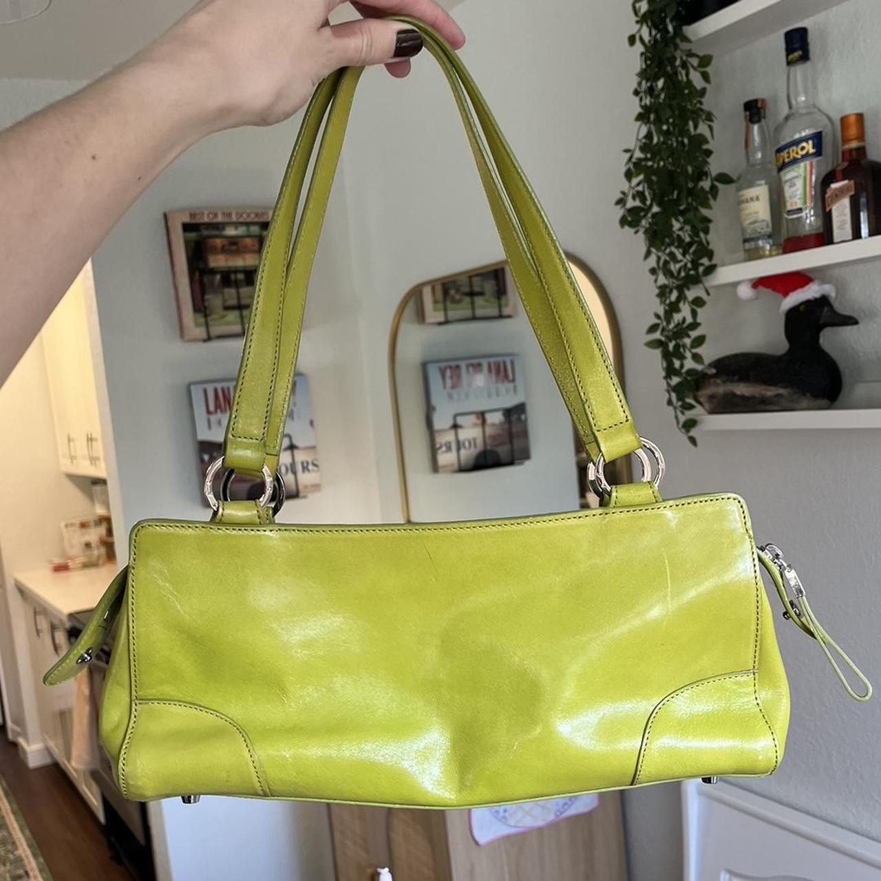 lime green Monsac shoulder bag. genuine leather and... - Depop