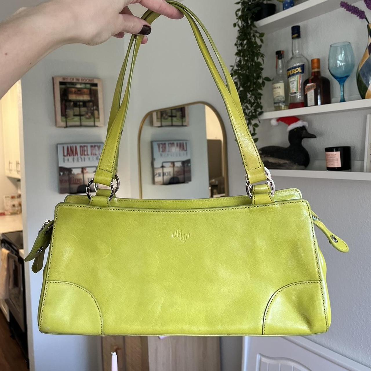 lime green Monsac shoulder bag. genuine leather and... - Depop