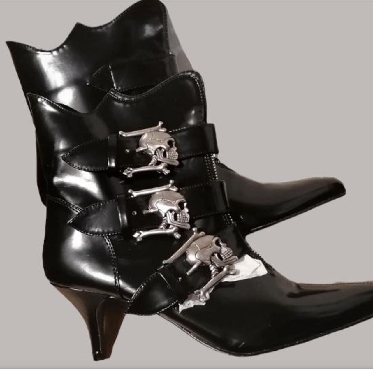 Demonia brand ankle boots, skulls, new unused, size... - Depop