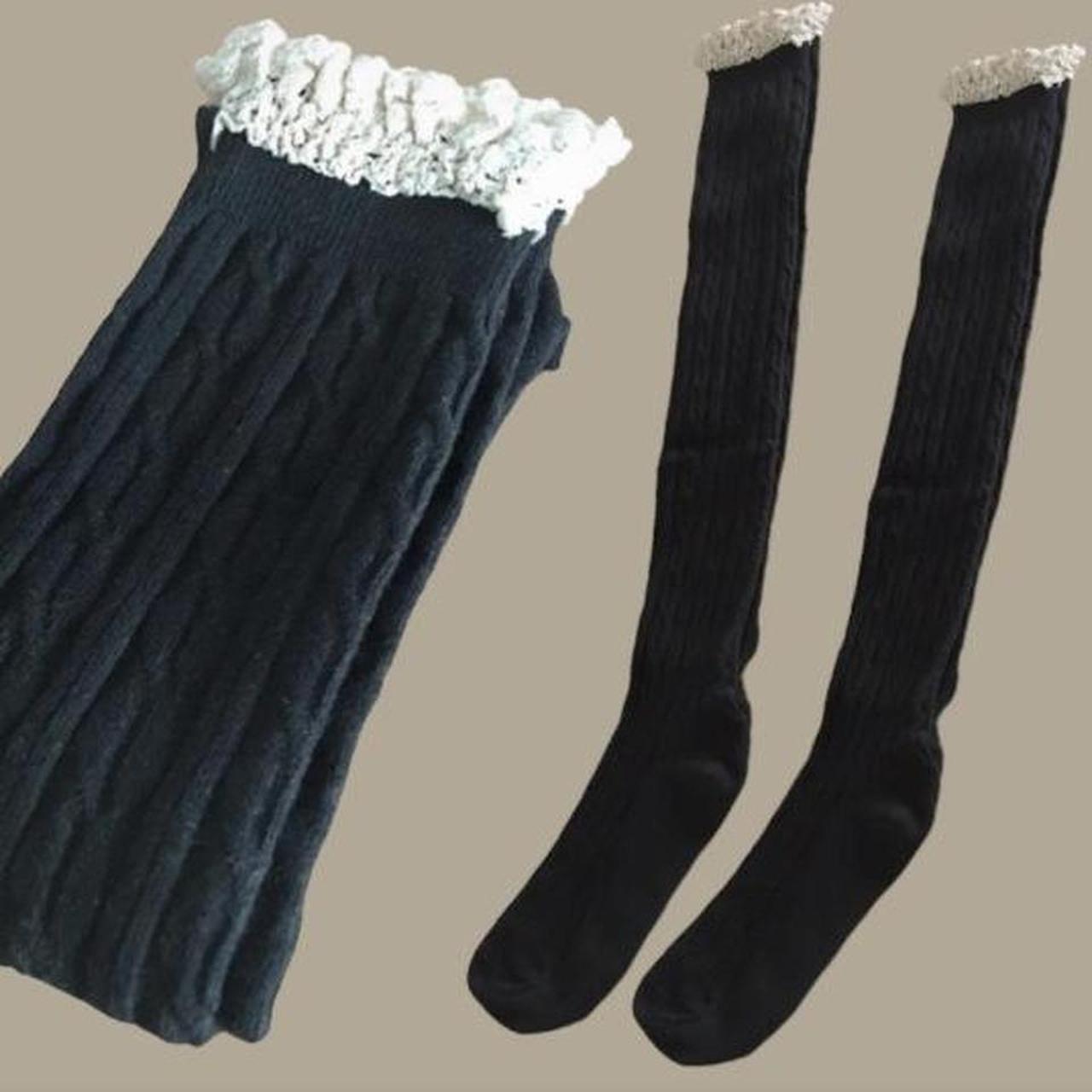 extra long socks, with lace, vintage, new unused,... - Depop