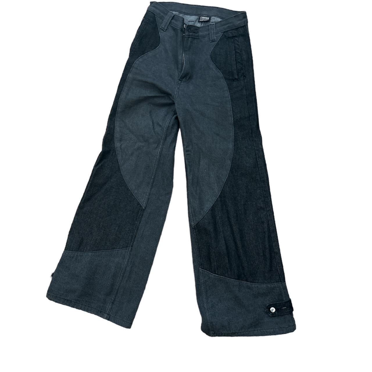 liquid lagoon first drop flared denim pants... - Depop