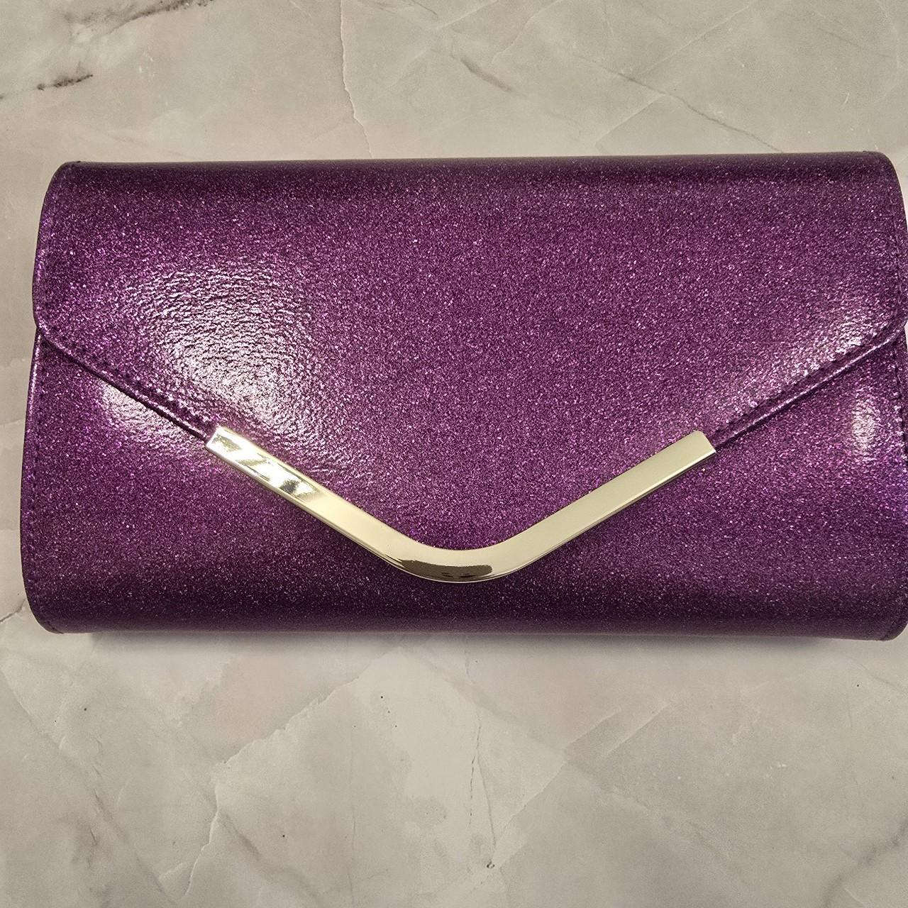 Elegant Sparkly Purple Bag with 2 Detachable Chains,... | Depop