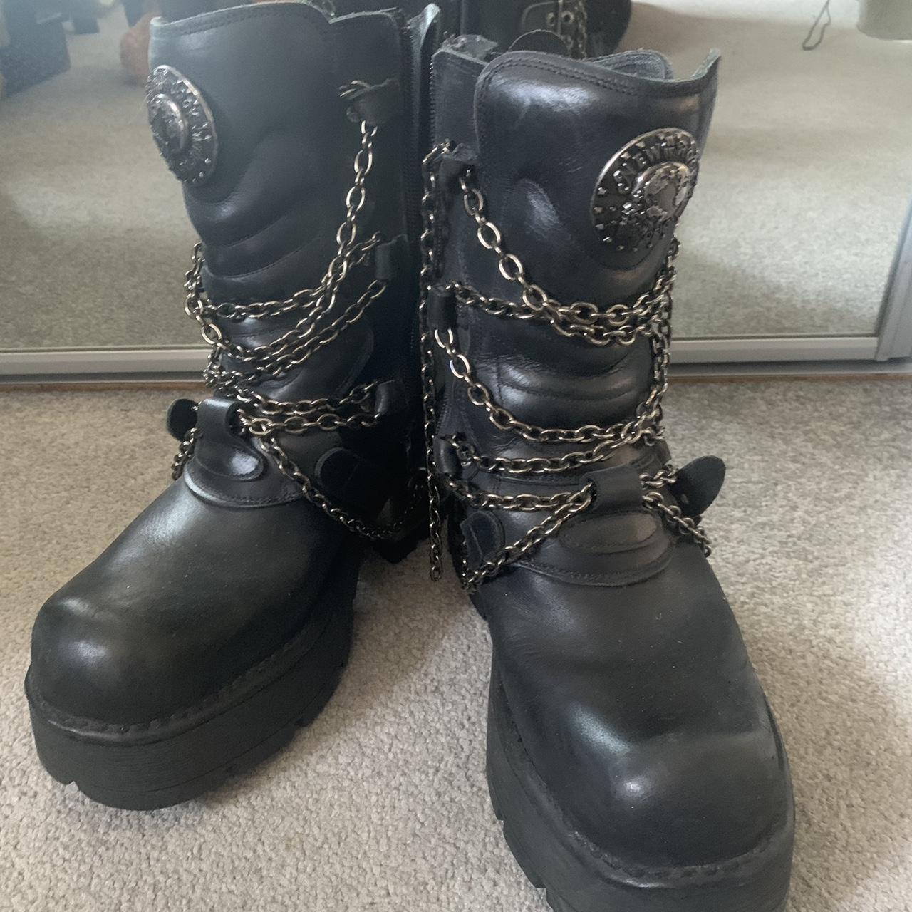 Black new rock boots cow women. Leather boots with... - Depop