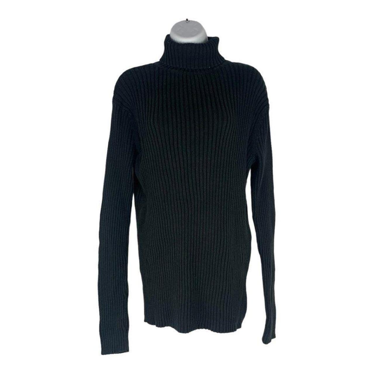 Cherokee Women's Black Ribbed Knit Turtleneck... - Depop