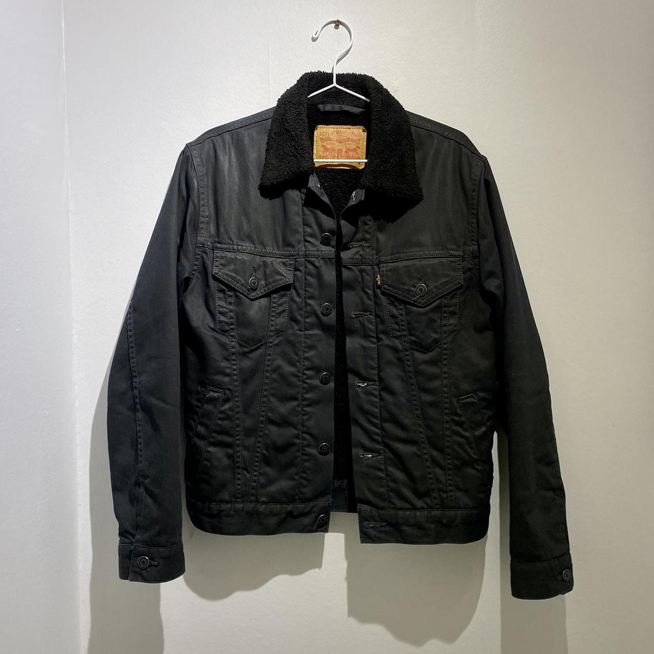 Levi’s Black Denim Sherpa Jacket. Men’s Medium... - Depop