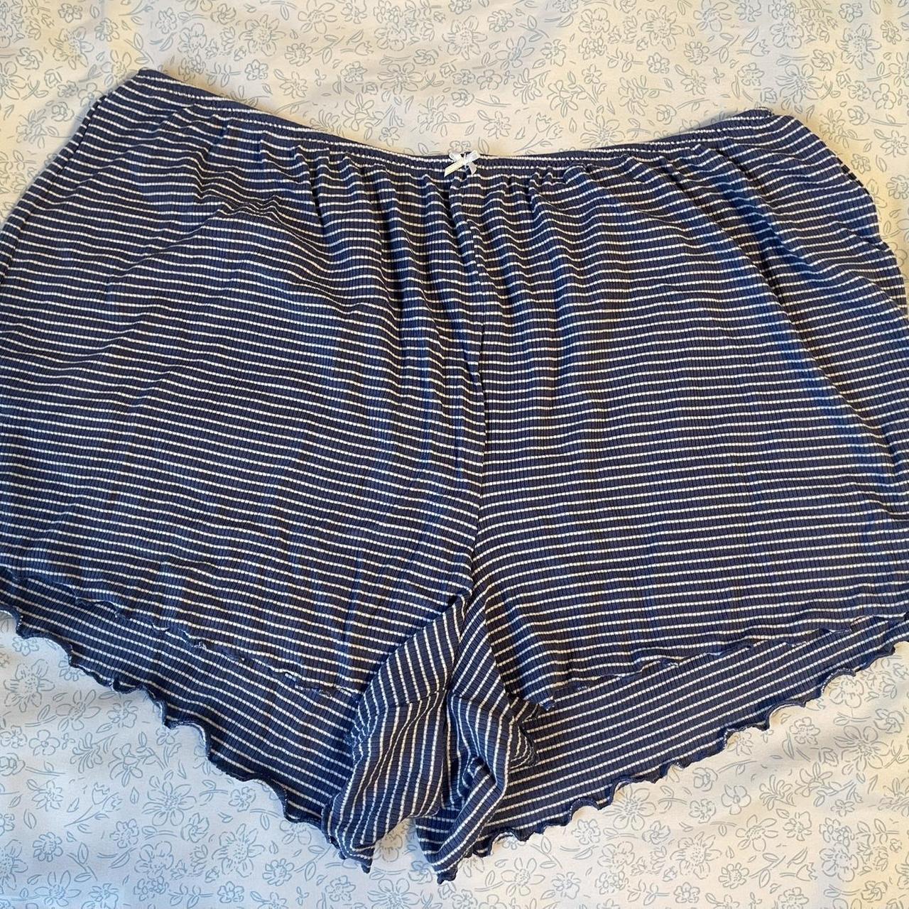 Aerie blue and white flowy sleep/pajama shorts... | Depop