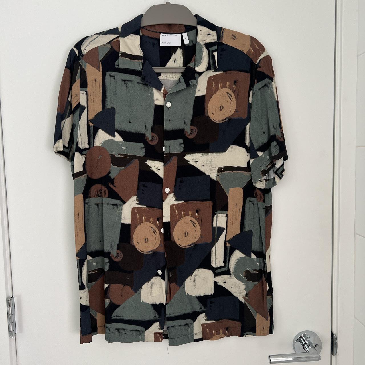 ASOS Men’s abstract print button up shirt in x-small... - Depop