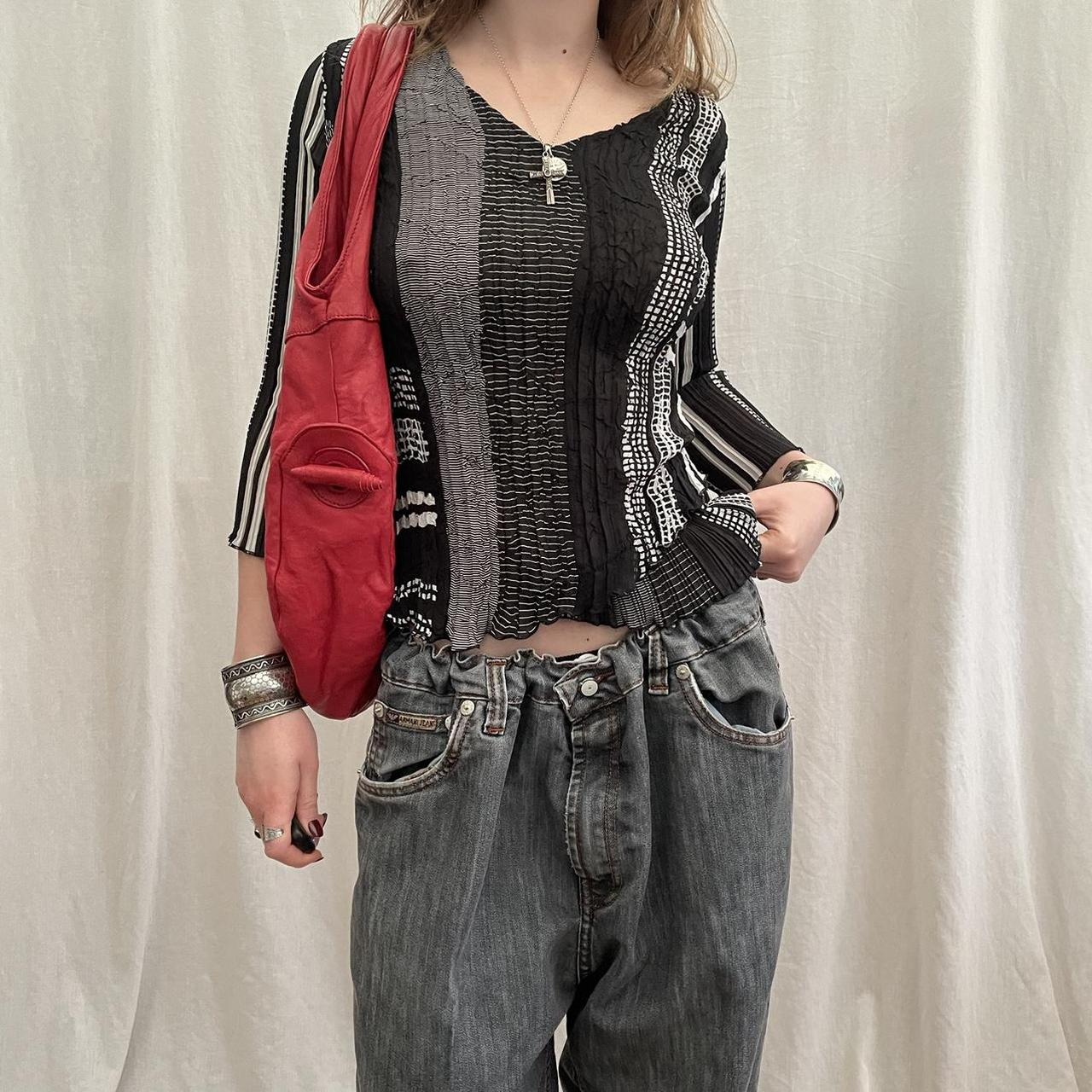 90s grunge striped mesh top Modelled on size 8 Best... - Depop