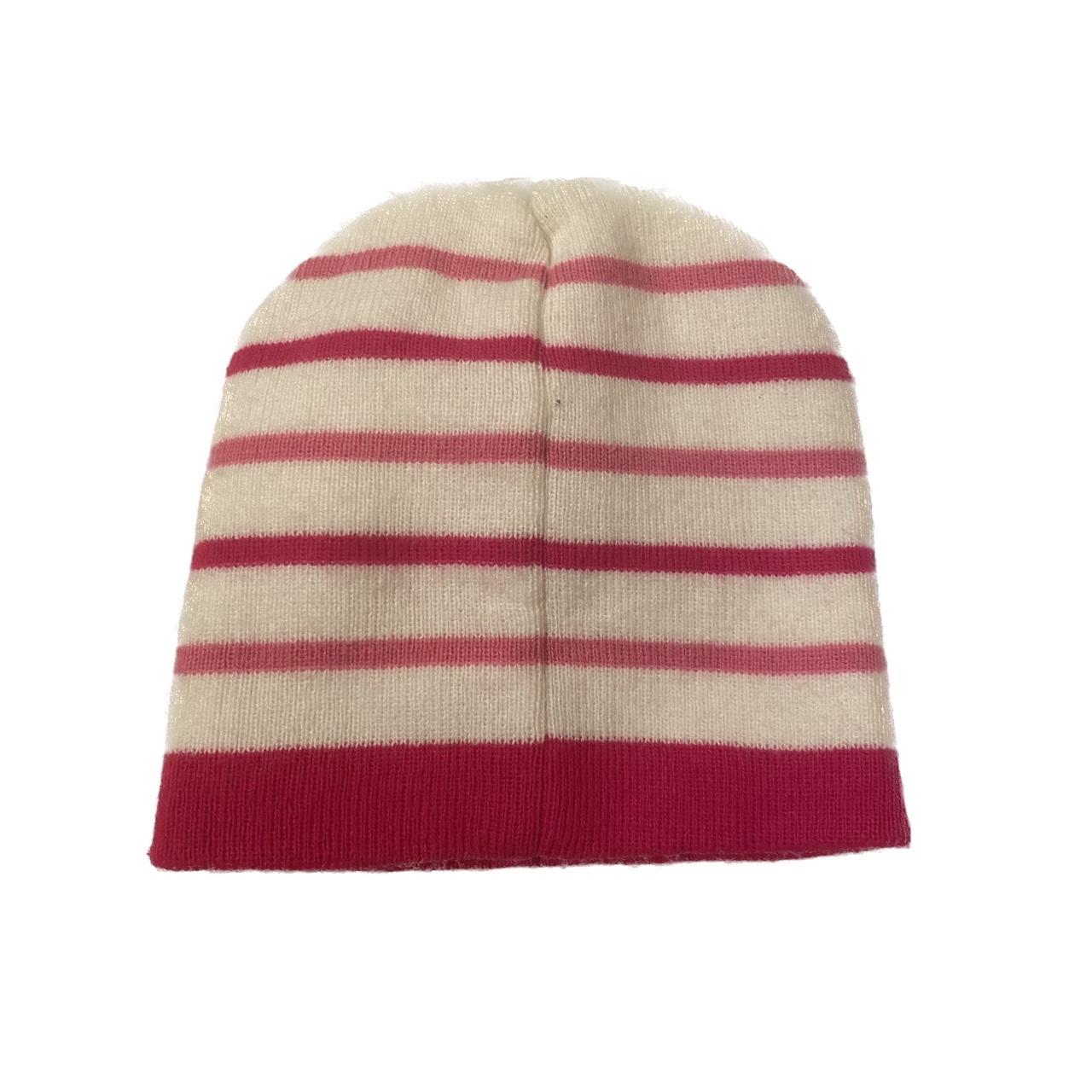 Hello kitty white and pink stripped beanie perfect... - Depop