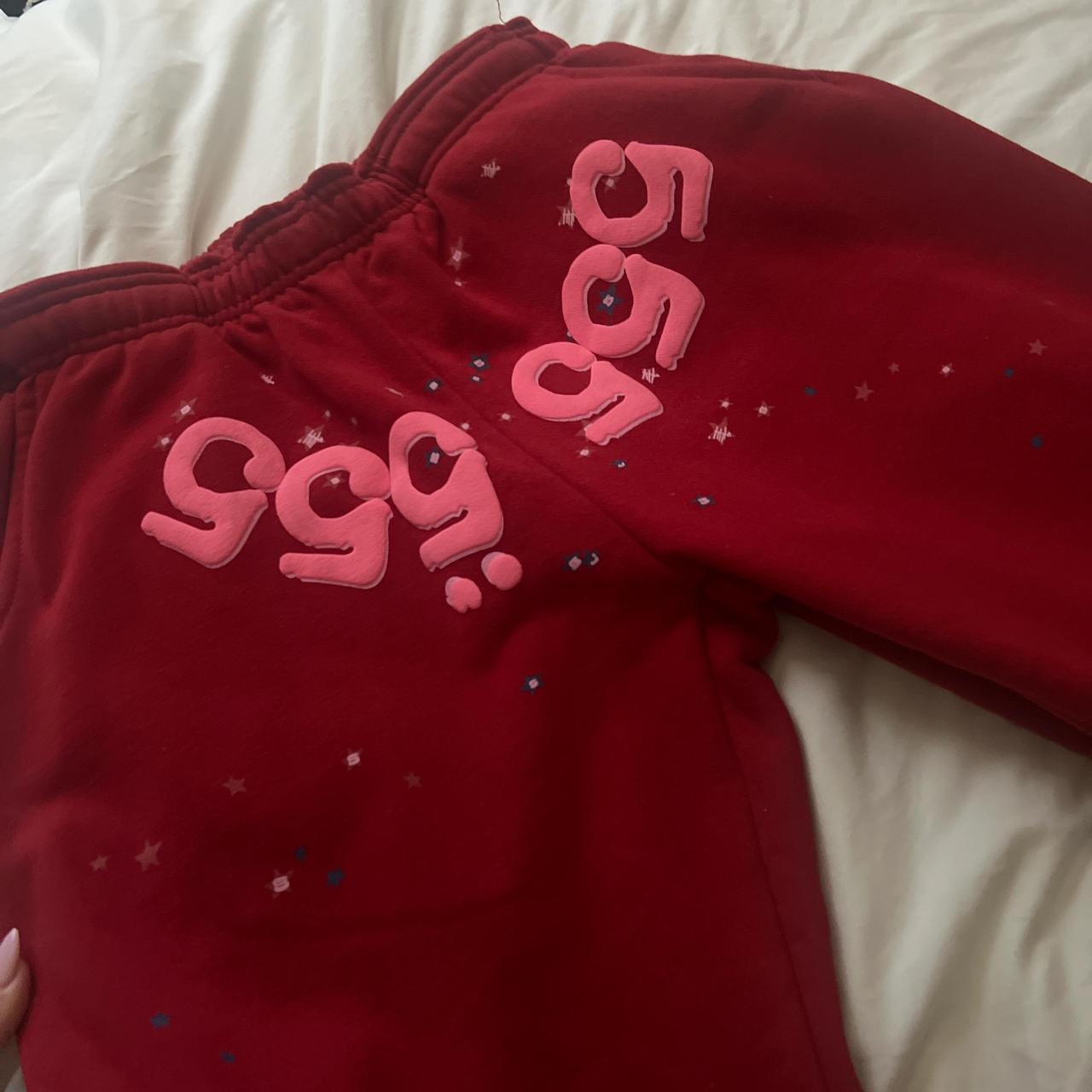 sp5der sweats color- red size- medium price... - Depop