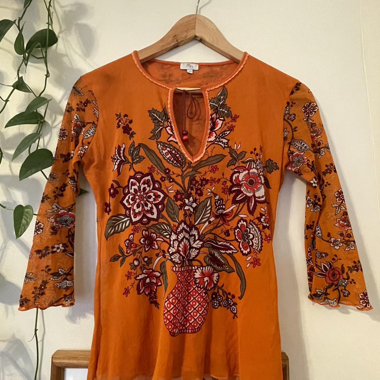 Fairycore mesh orange top EUR size 40 - Depop
