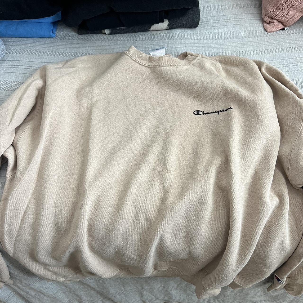Champion Women's Tan and Black Sweatshirt | Depop