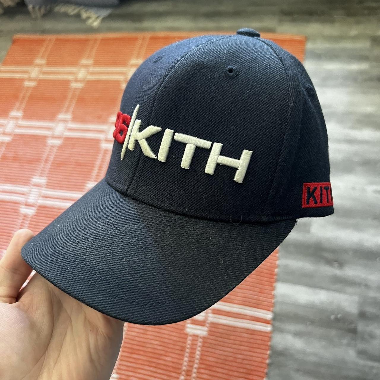Kith Men's Navy and Red Hat | Depop