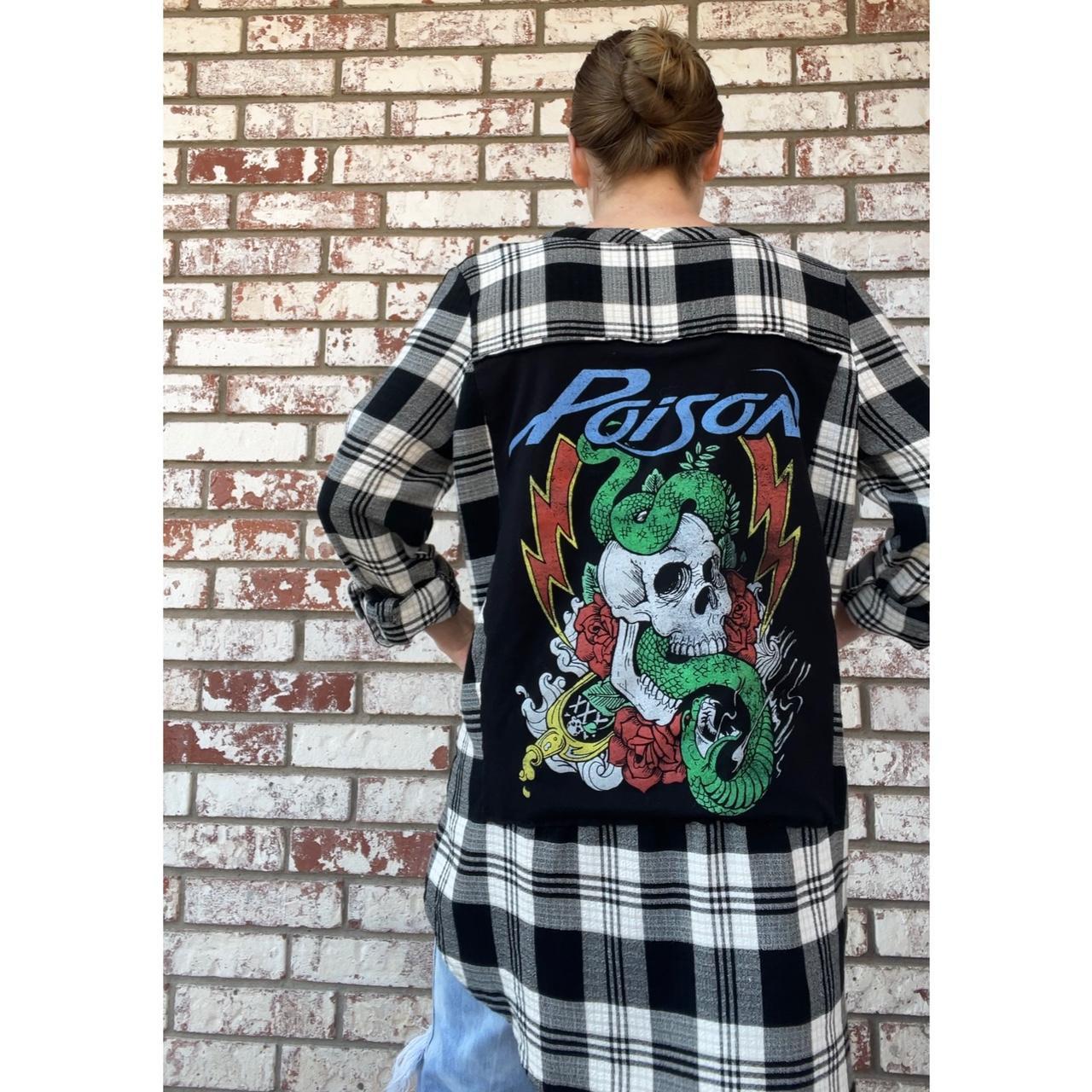 Poison Band Intro Clothing Brand B&W Plaid Long... - Depop