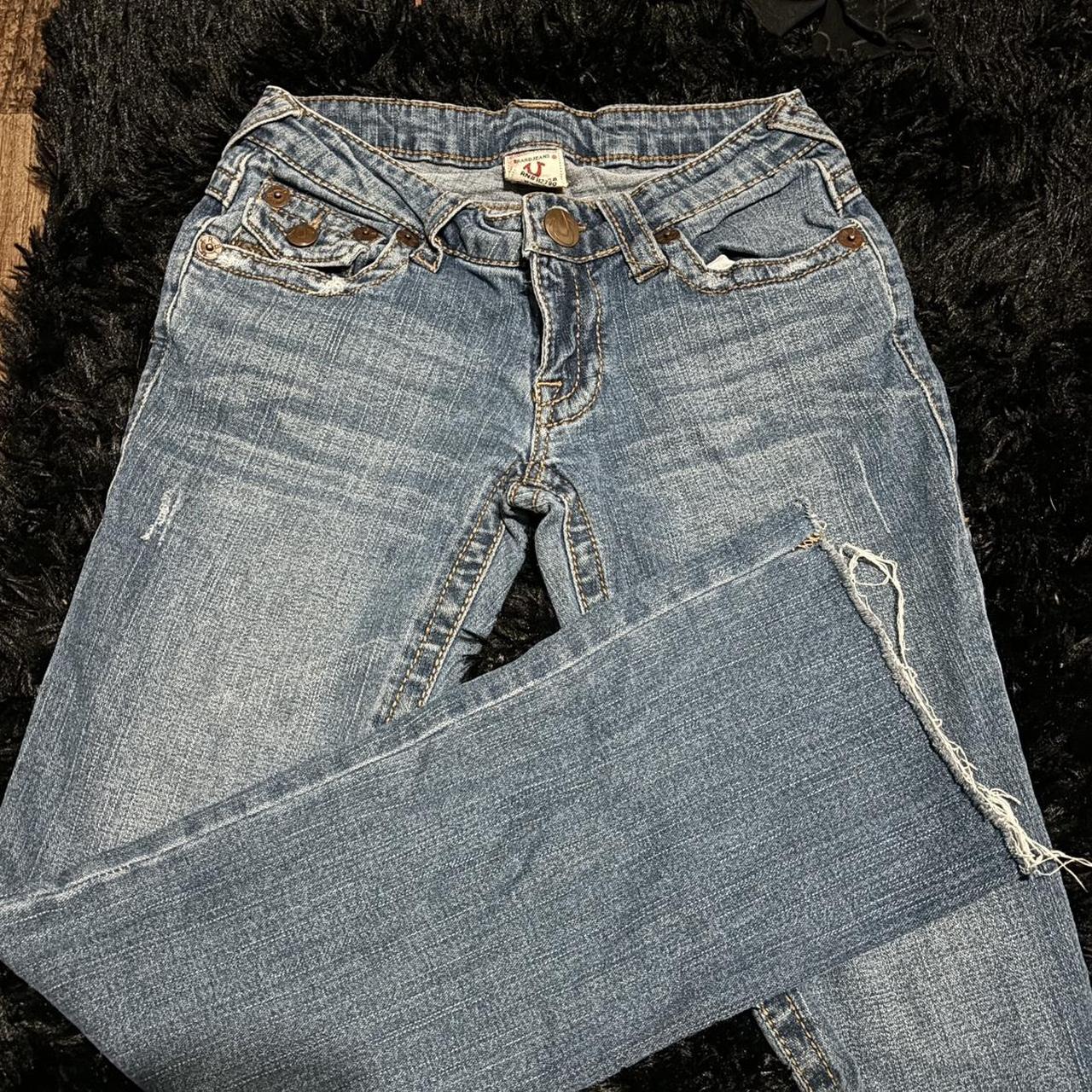 true religion low rise flare jeans, detailed... | Depop