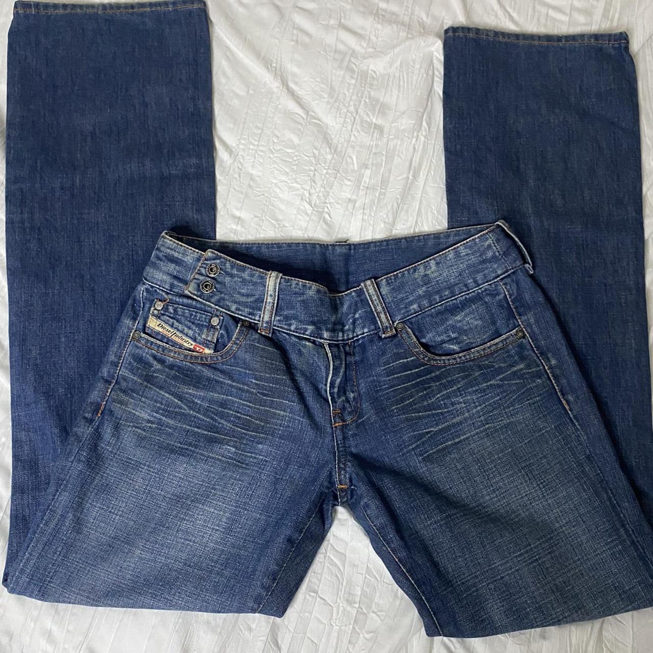 Diesel Dark wash flared Low rise y2k jeans. Too long... - Depop