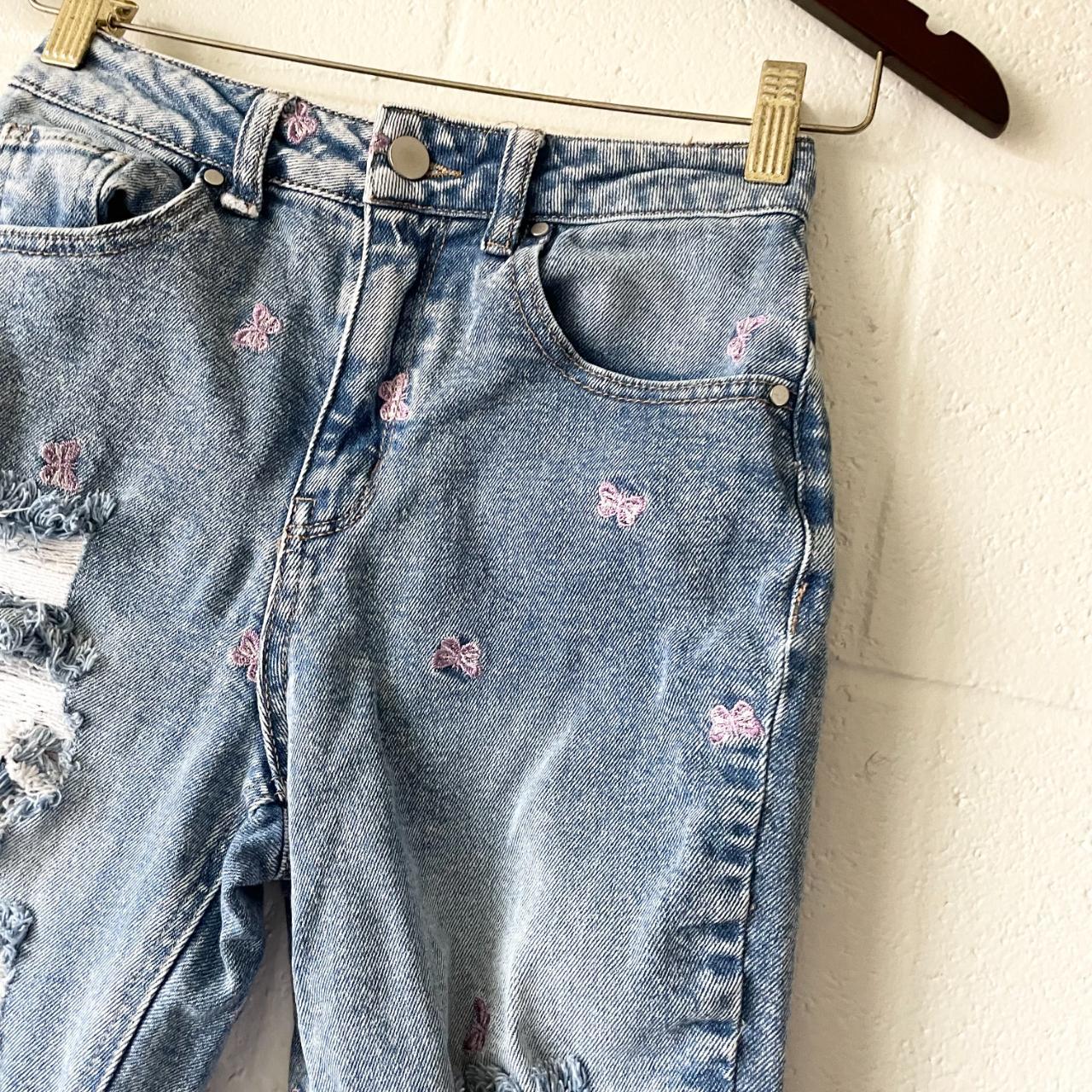 - Tinseltown Blue Butterfly Embroidered Ripped... - Depop