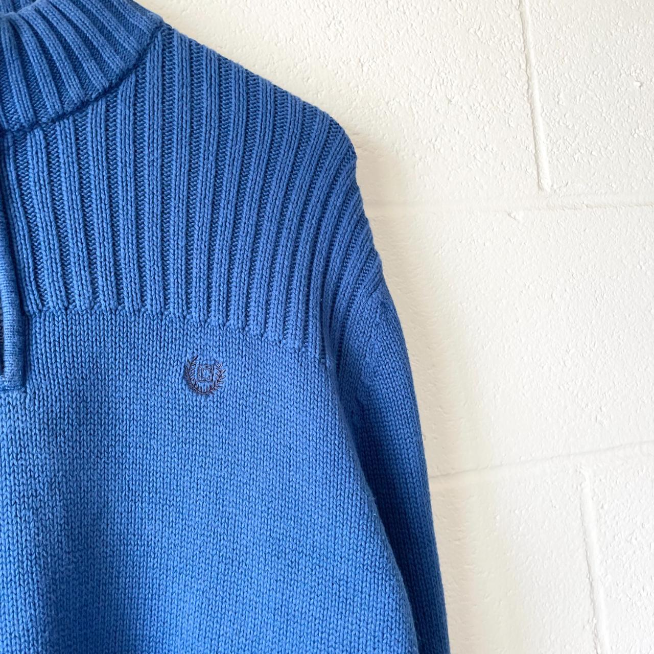- Chaps Blue Ribbed Quarter Zip Chunky Knit Long... | Depop