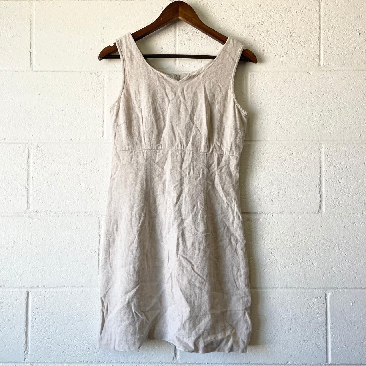 - Betsy Lauren Beige Linen Sheath Casual Business... - Depop