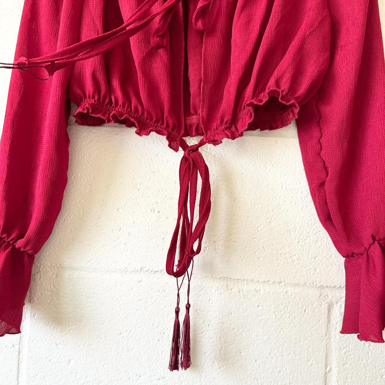 - Unbranded Front Tie Long Sleeve Crop Top Off The... - Depop