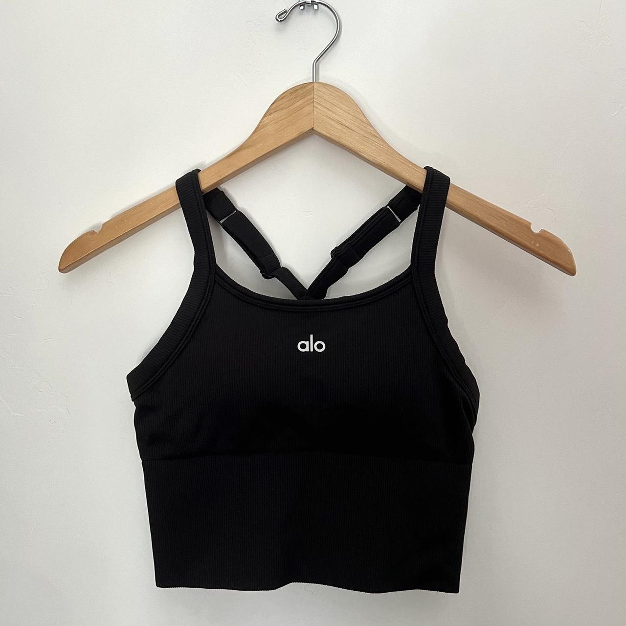 Alo Yoga Seamless Ribbed Favorite Bra Tank in black... - Depop