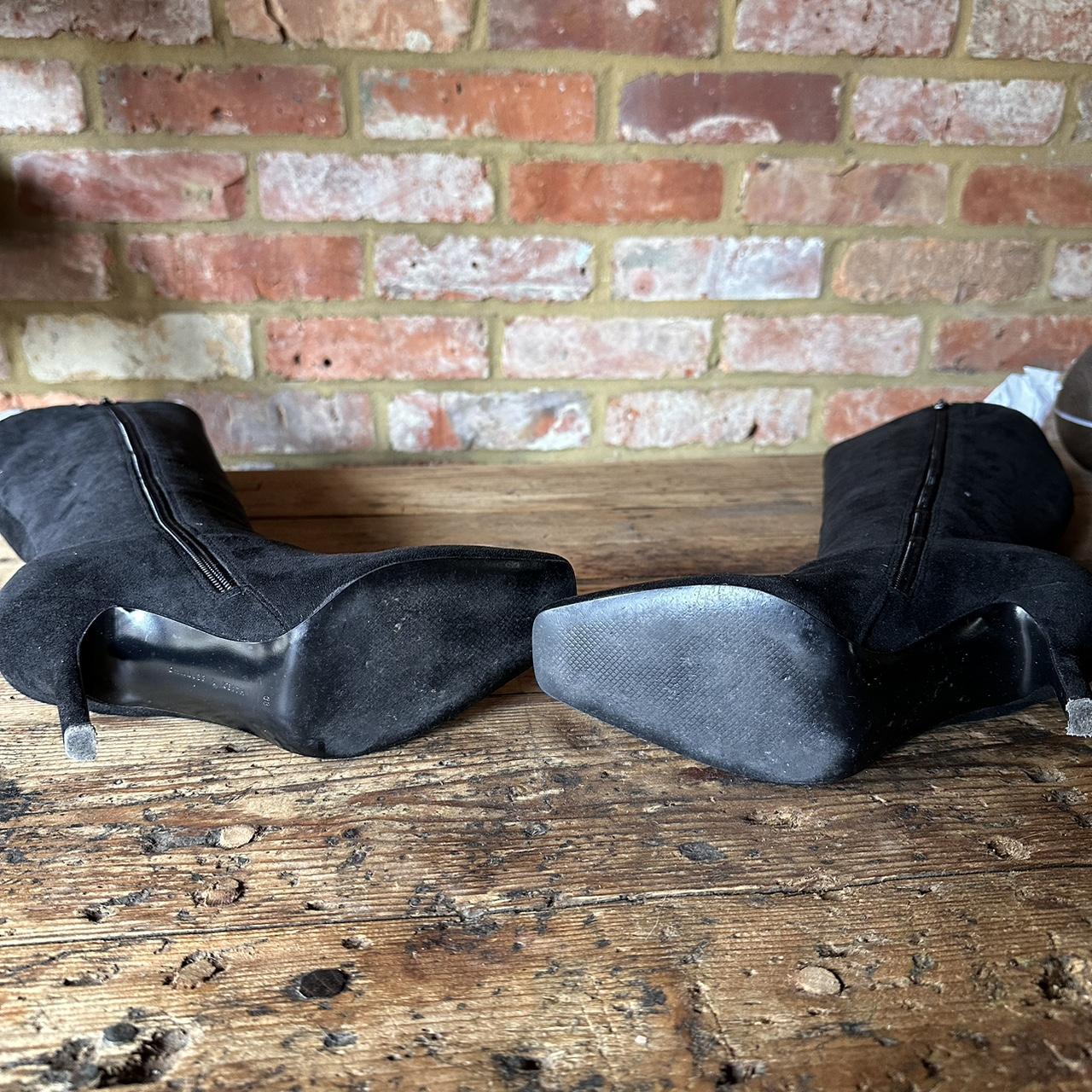 Charles & Keith knee high faux suede boot 4” heel... - Depop