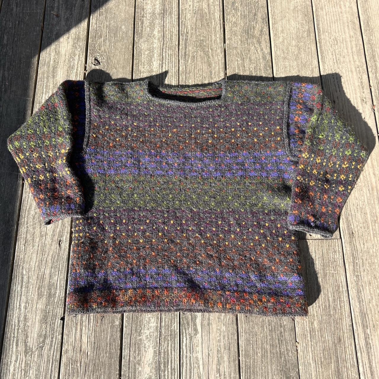 Handmade vintage multi color sweater! Such a pretty... - Depop