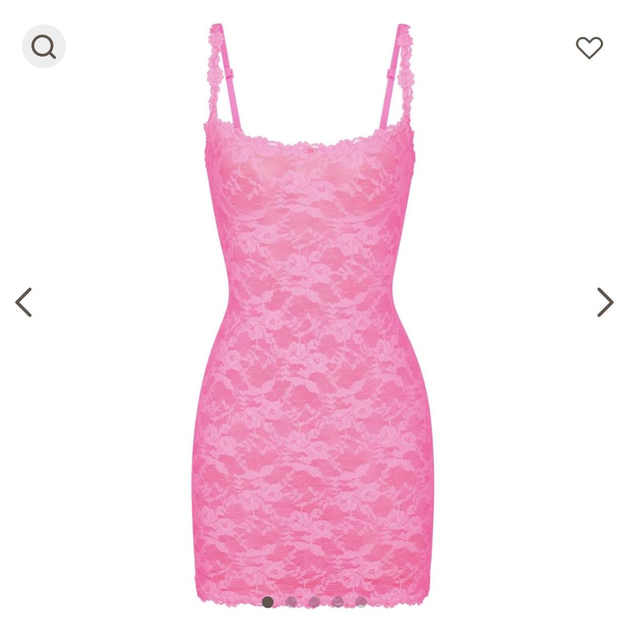 Skims sugar pink lace mini dress size small. Can fit... - Depop