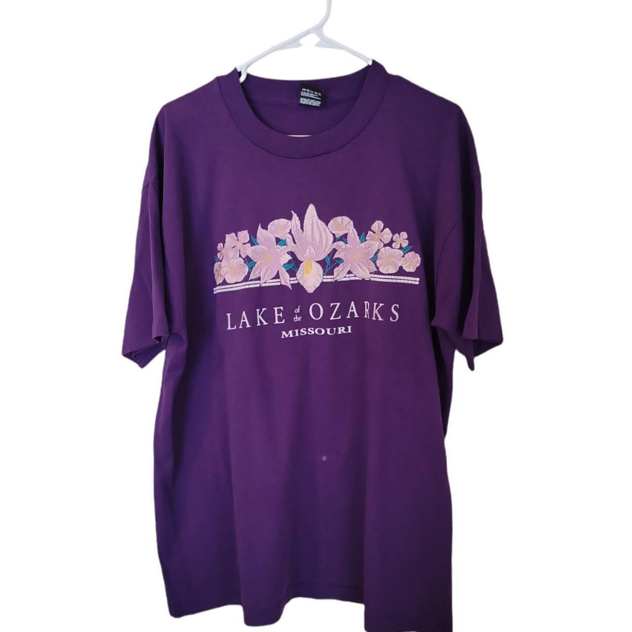 Vintage 90's Single Stitch Puffer Print Floral Lake... - Depop