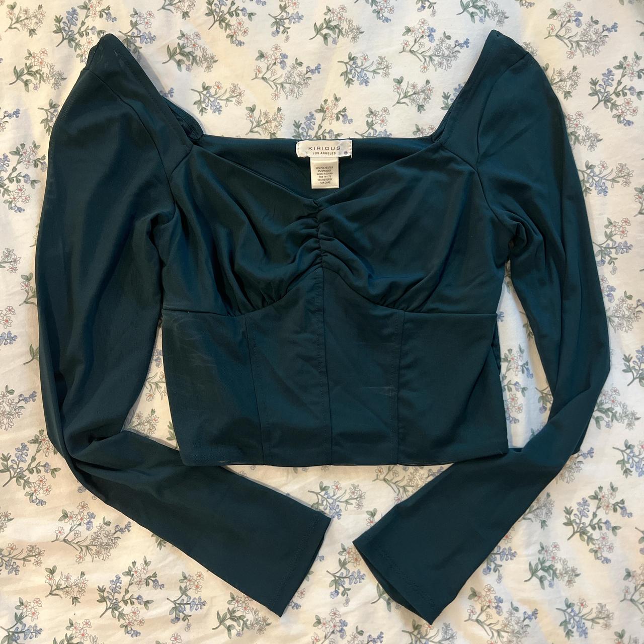 Mesh long sleeve green going out top - Depop