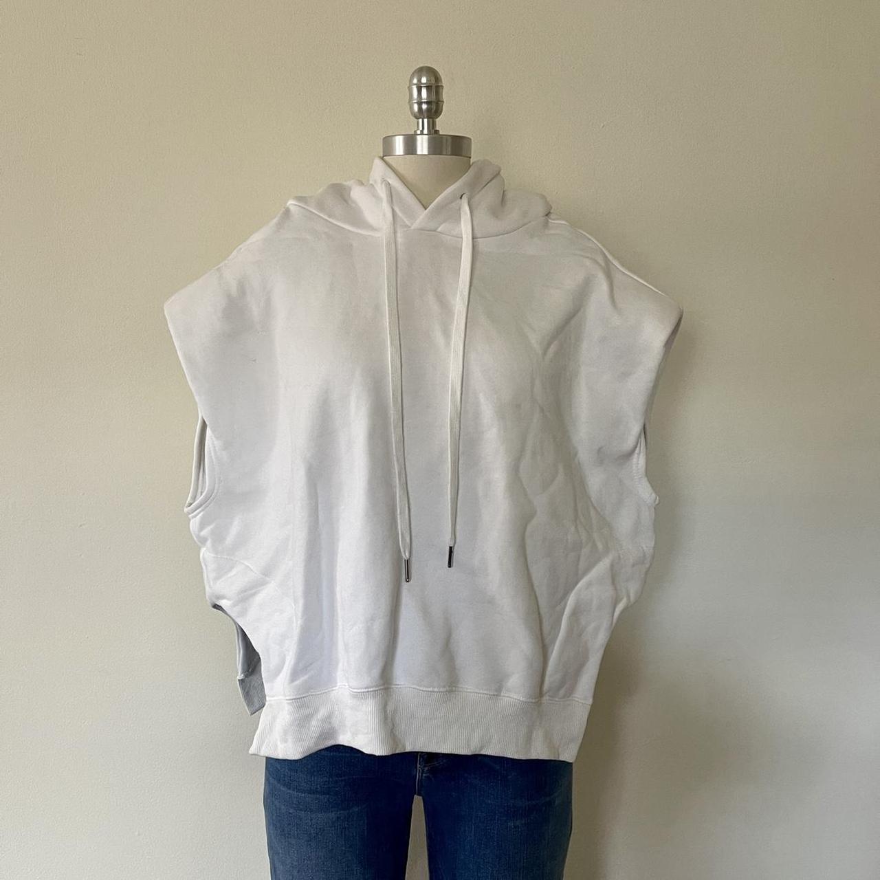 Anna Rae White Sleeveless Hoodie Sleeveless vest... - Depop