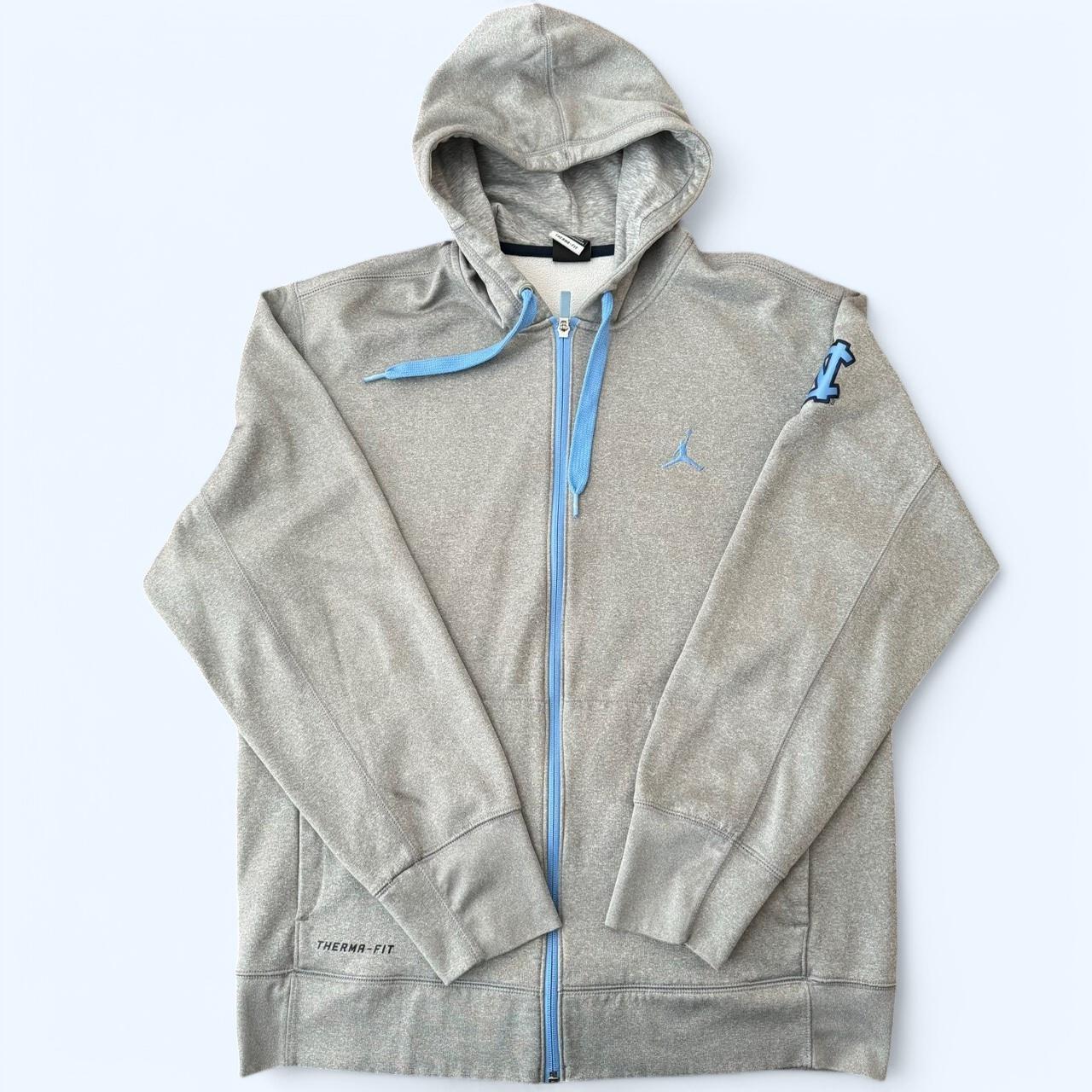 Grey and Carolina Blue Nike Jordan Zip-Up University... | Depop
