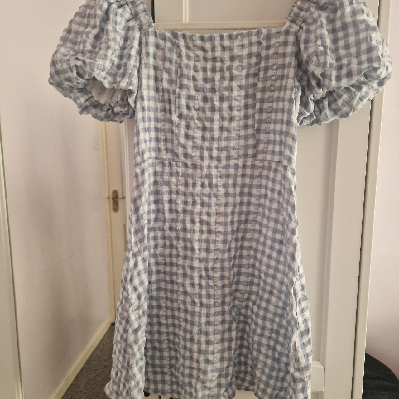 White and blue, Dorothy style plaid summerdress... | Depop
