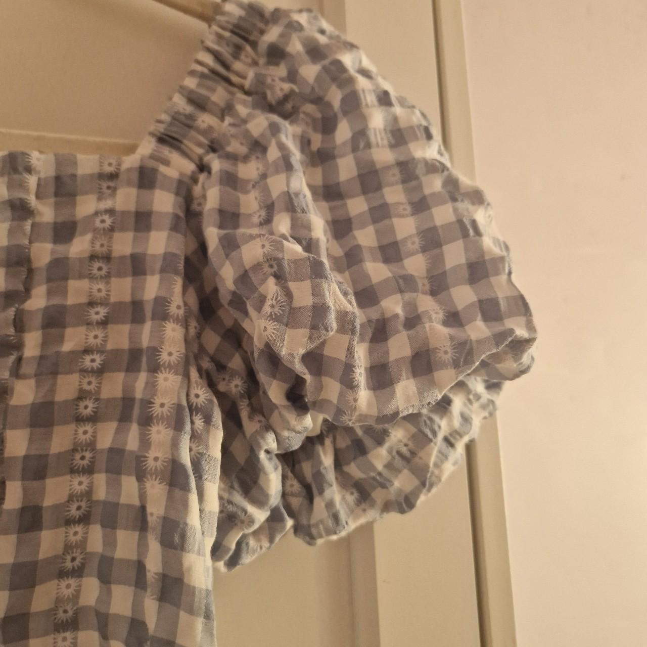 White and blue, Dorothy style plaid summerdress... | Depop