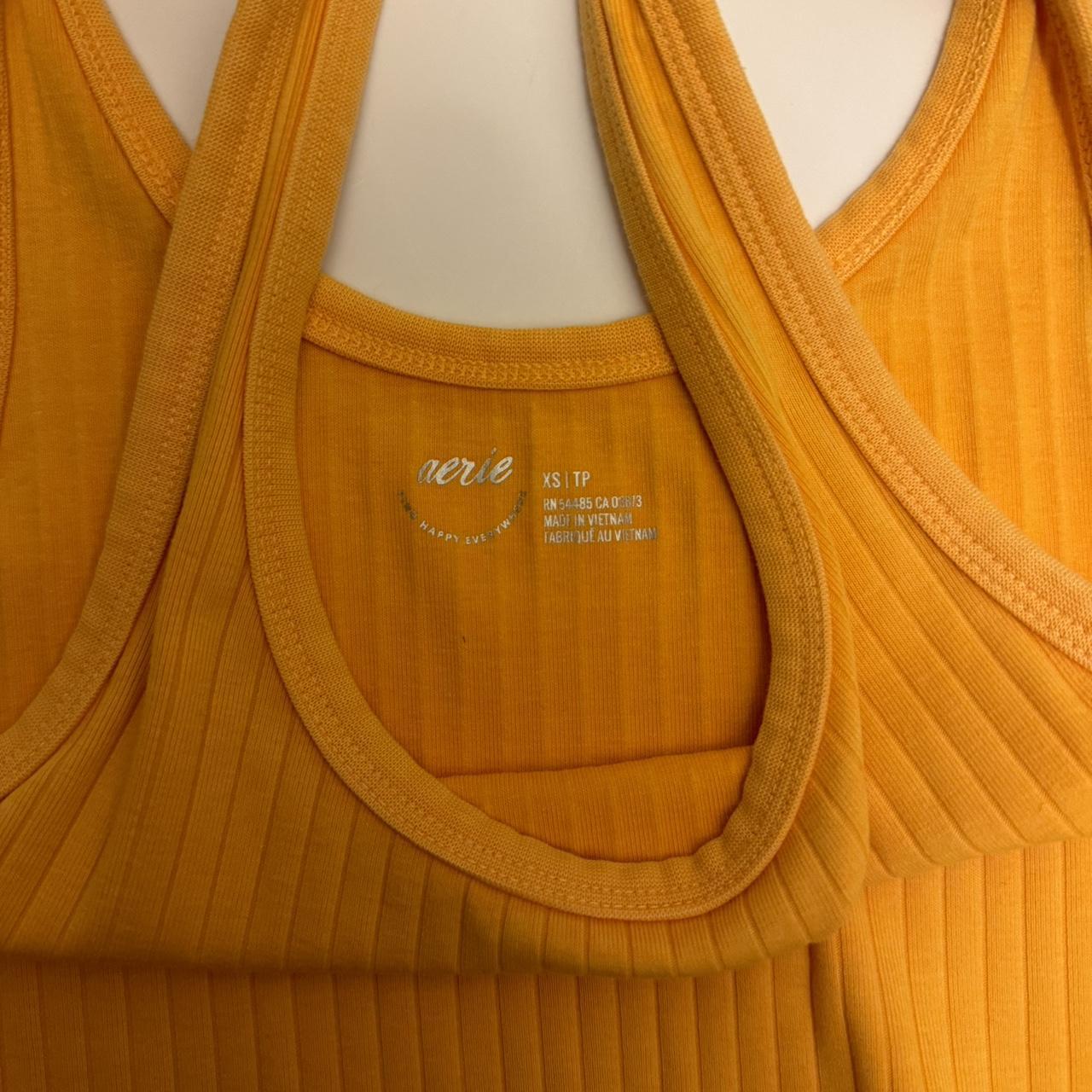 aerie orange ribbed tank top xs but can also fit a... - Depop