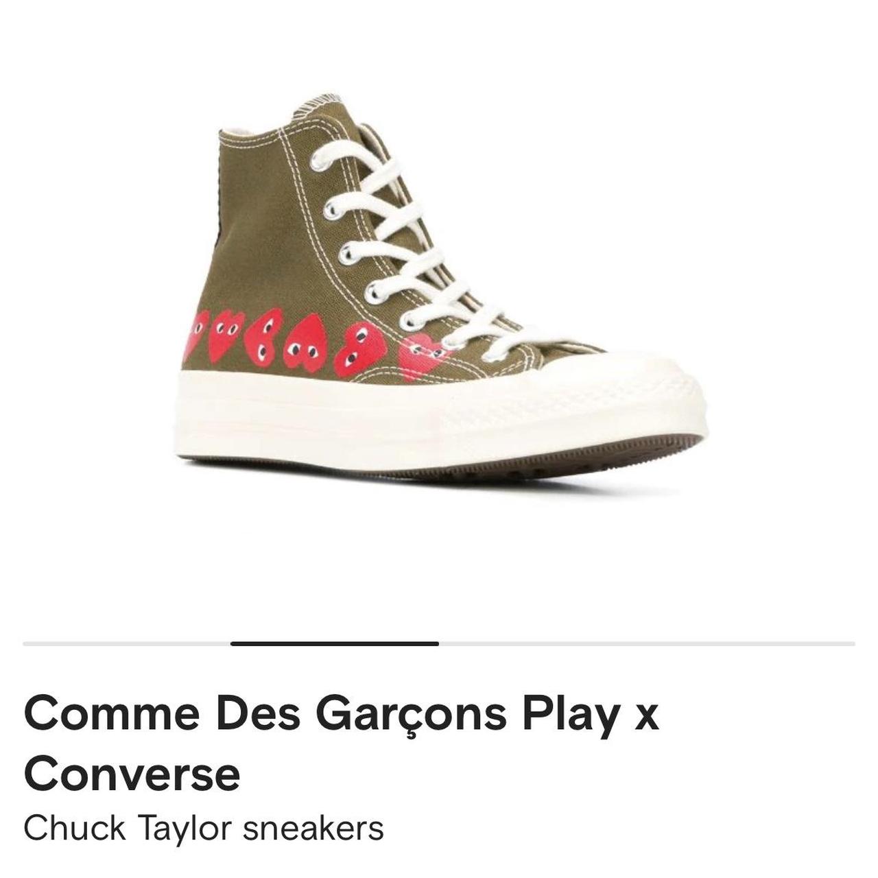 khaki/olive green cdg converse 70 like new... - Depop