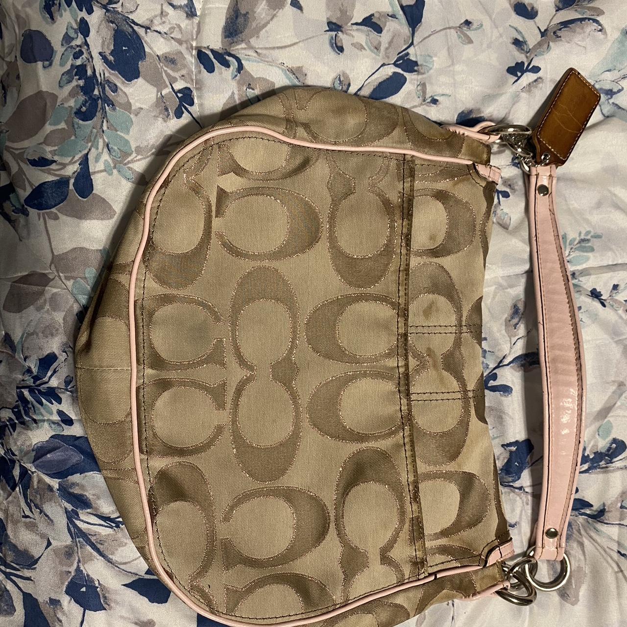 Pink and Cream colored vintage coach bag, signs of... - Depop