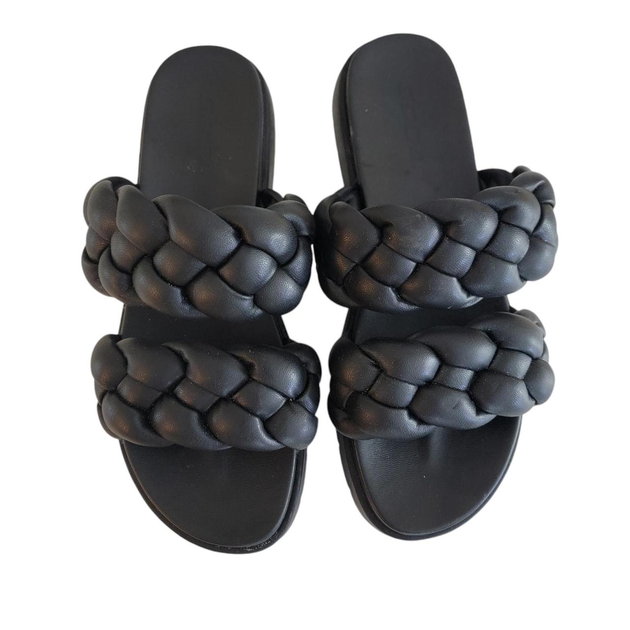 SODA Black Braided Slides Size 8.5 Sandals Faux... | Depop