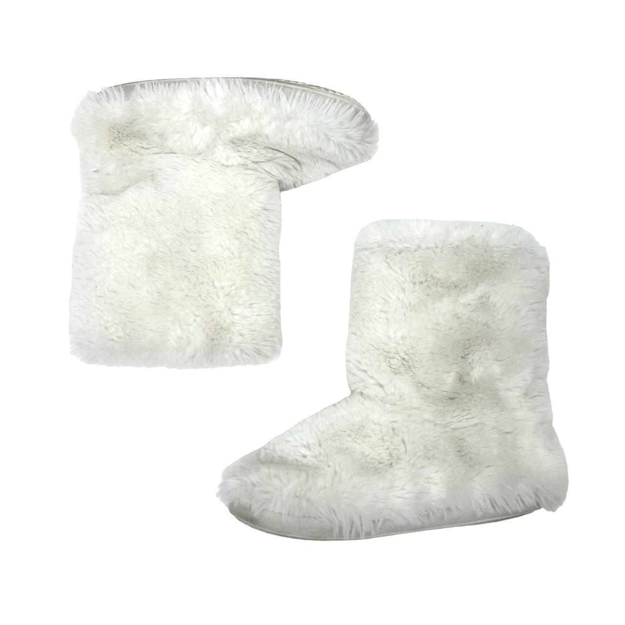 💌 white furry boot slippers by laura conrad,... - Depop