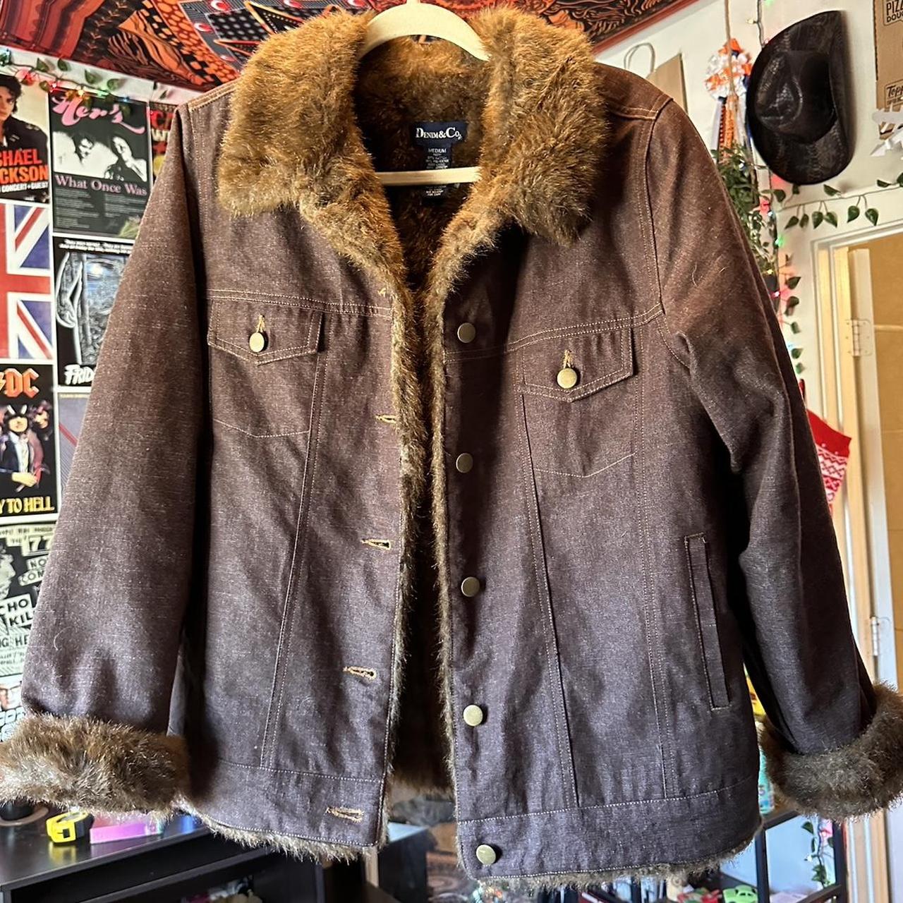 vintage brown fur jacket #downtown #city #coat... - Depop