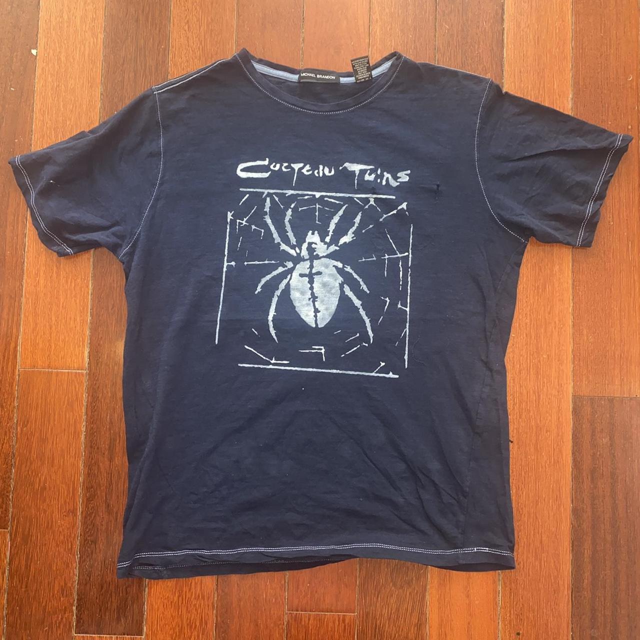 UPCYCLED COCTEAU TWINS BAND TEE SHIRT dark navy blue... - Depop